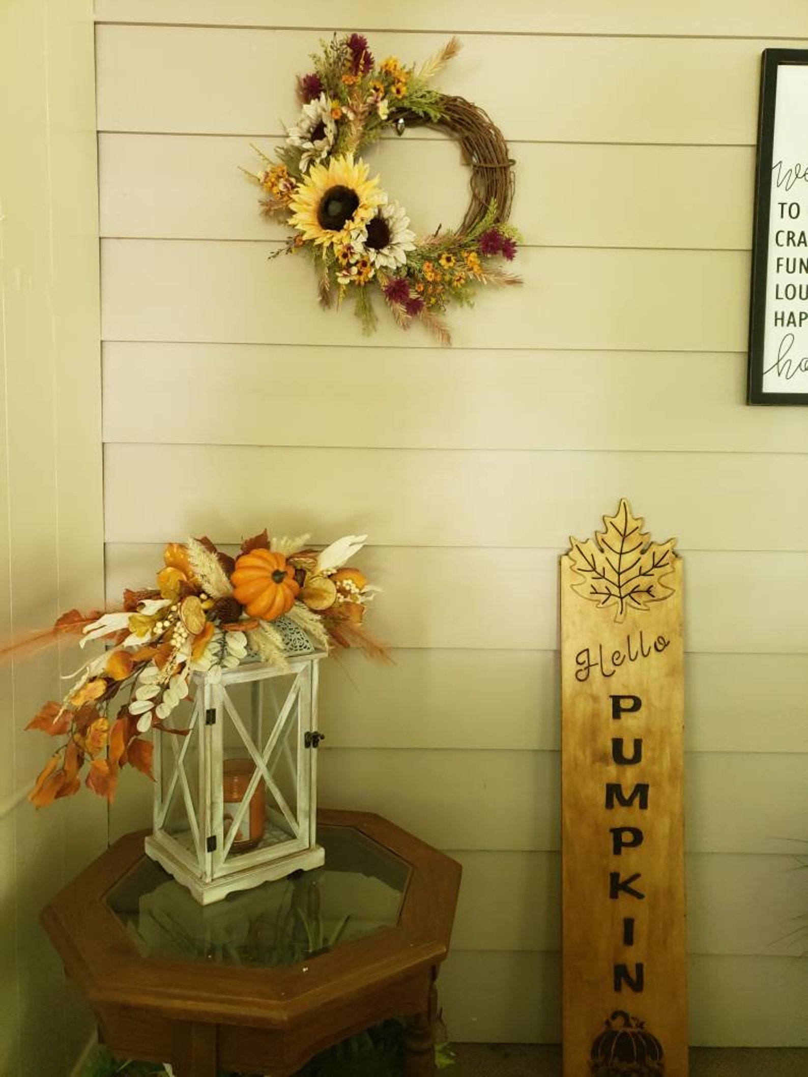 Tan Sunflower Fall Floral Wreath for Front Door, Autumn Floral Door ...