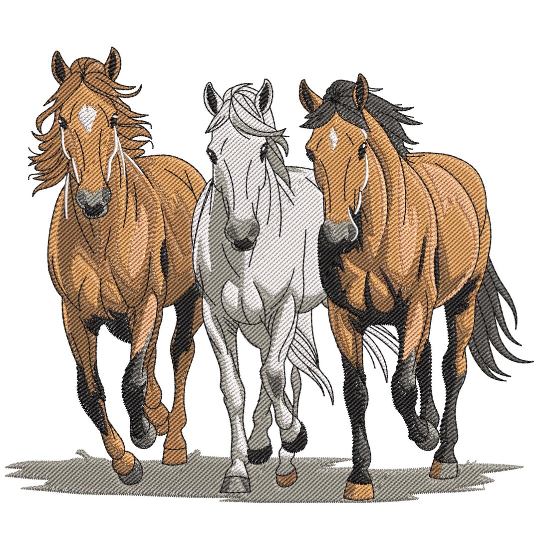 Three Horses Running Embroidery Design, Running Horse Machine ...