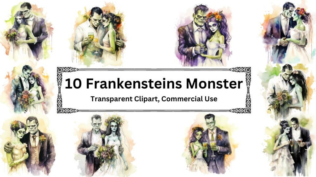 Frankenstein's Monster Party Clip Art Watercolor - Etsy