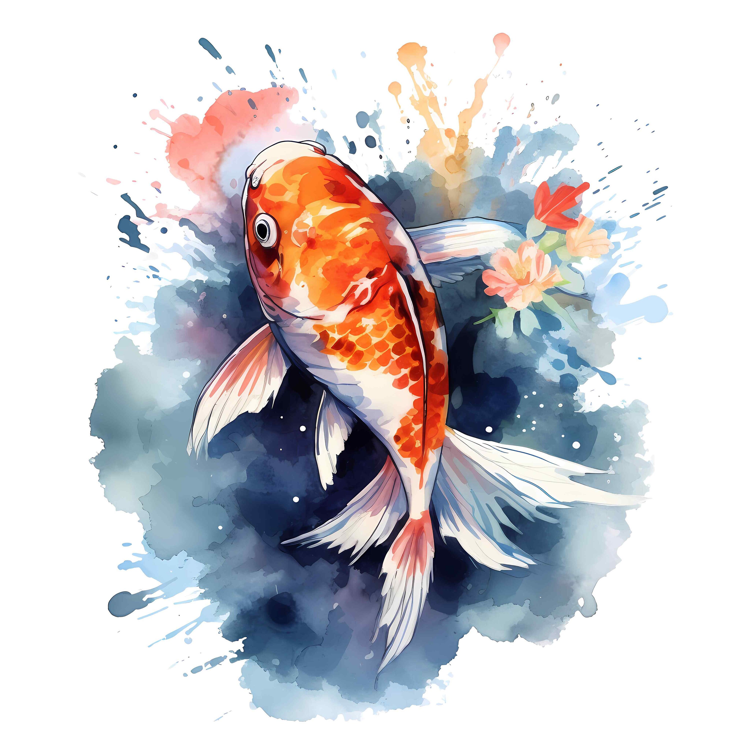 Exquisite Koi Fish Clip Art Watercolor Fish Illustration - Etsy