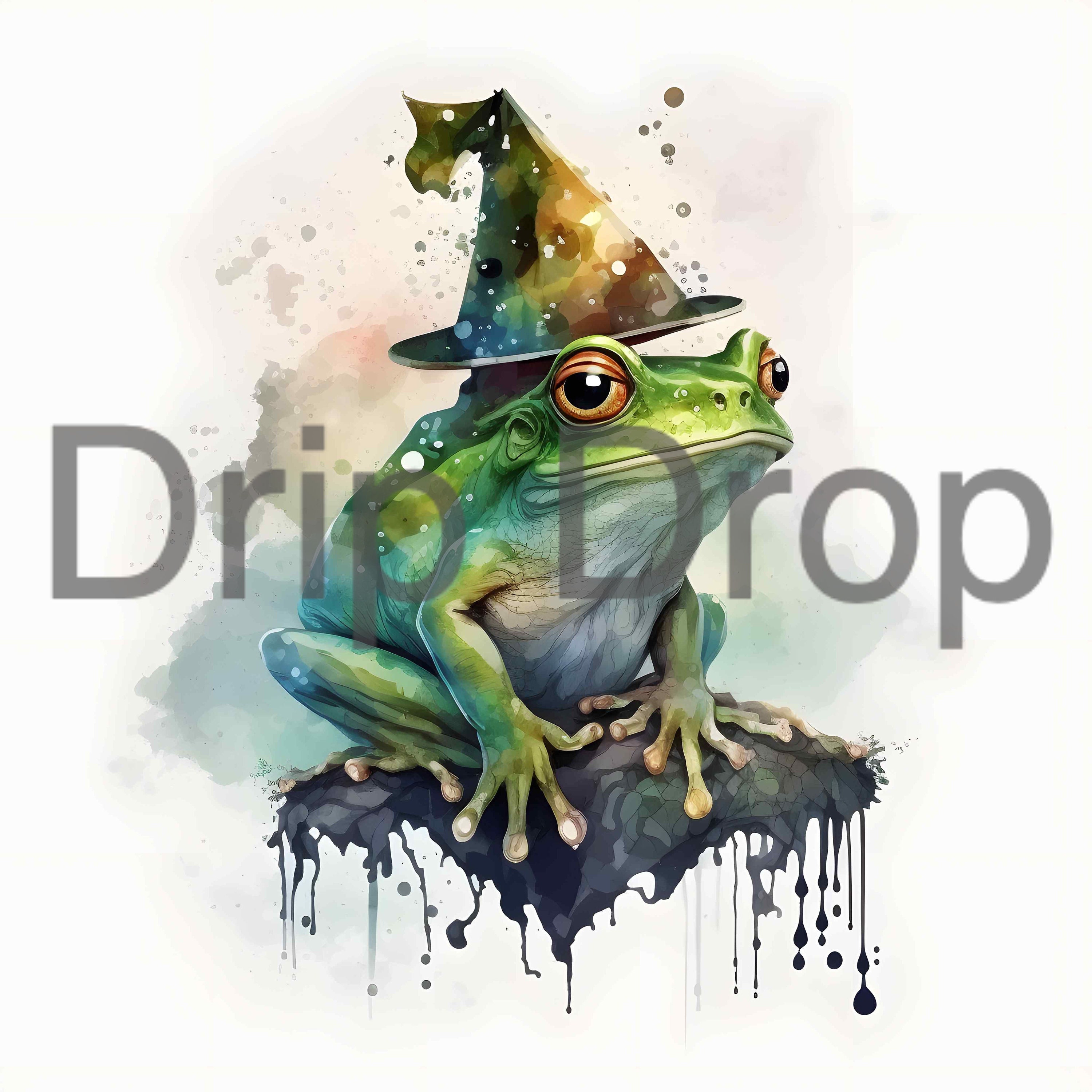 Cute Frog Wearing Witch Hat Clipart 13 Jpgs, Halloween Animal Clipart, Digital Planner, Paper ...