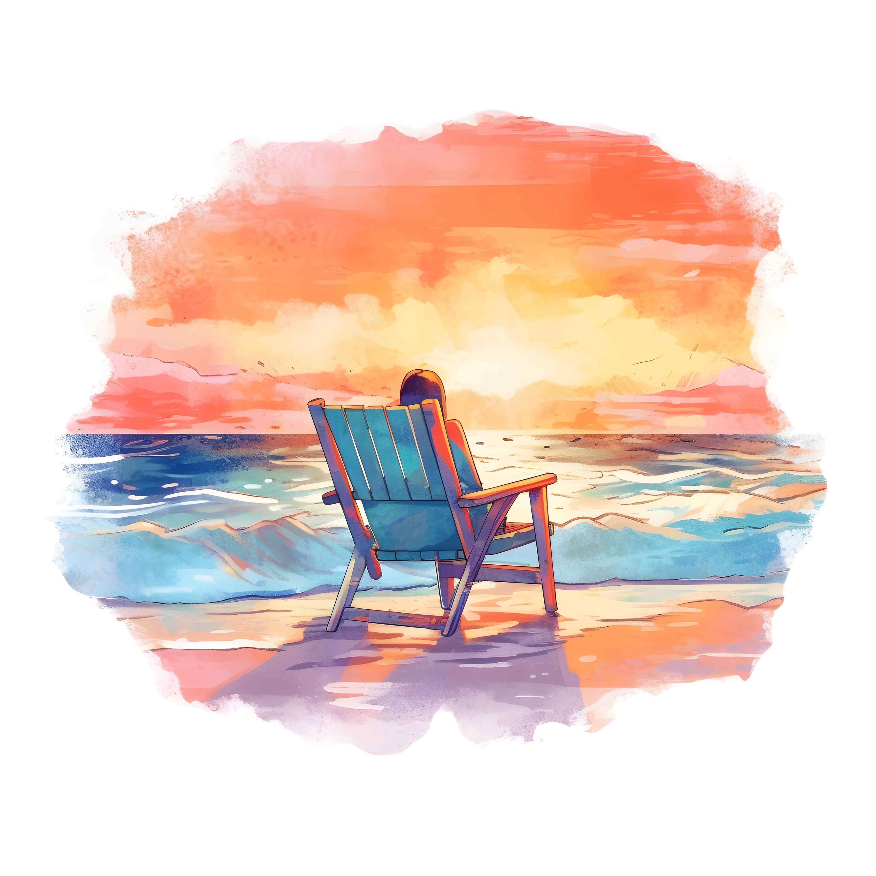 Enjoying Sunset Beach Clipart Sea Beach Sunset Clipart Etsy