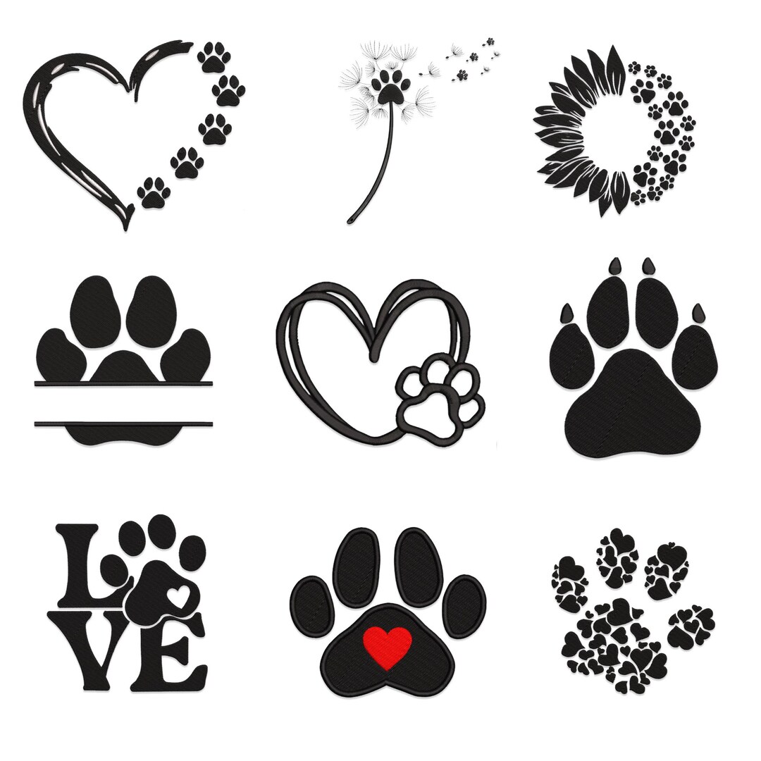 Paw Print Embroidery Design Collection, Paw Print Embroidery Design ...