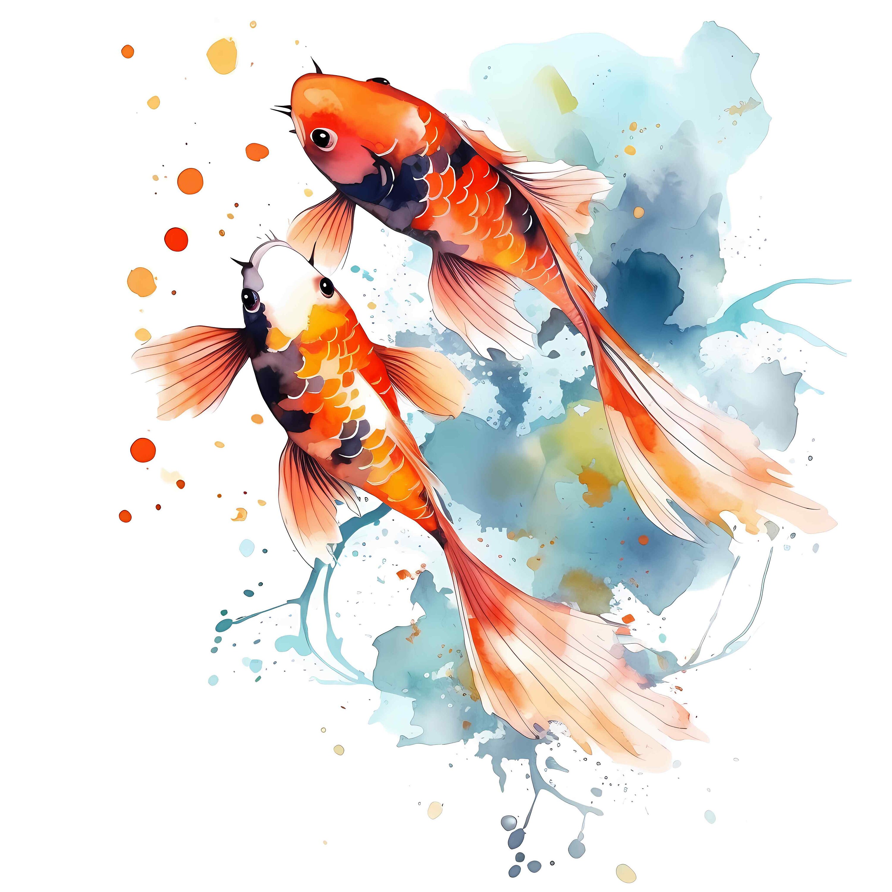 Exquisite Koi Fish Clip Art Watercolor Fish Illustration - Etsy