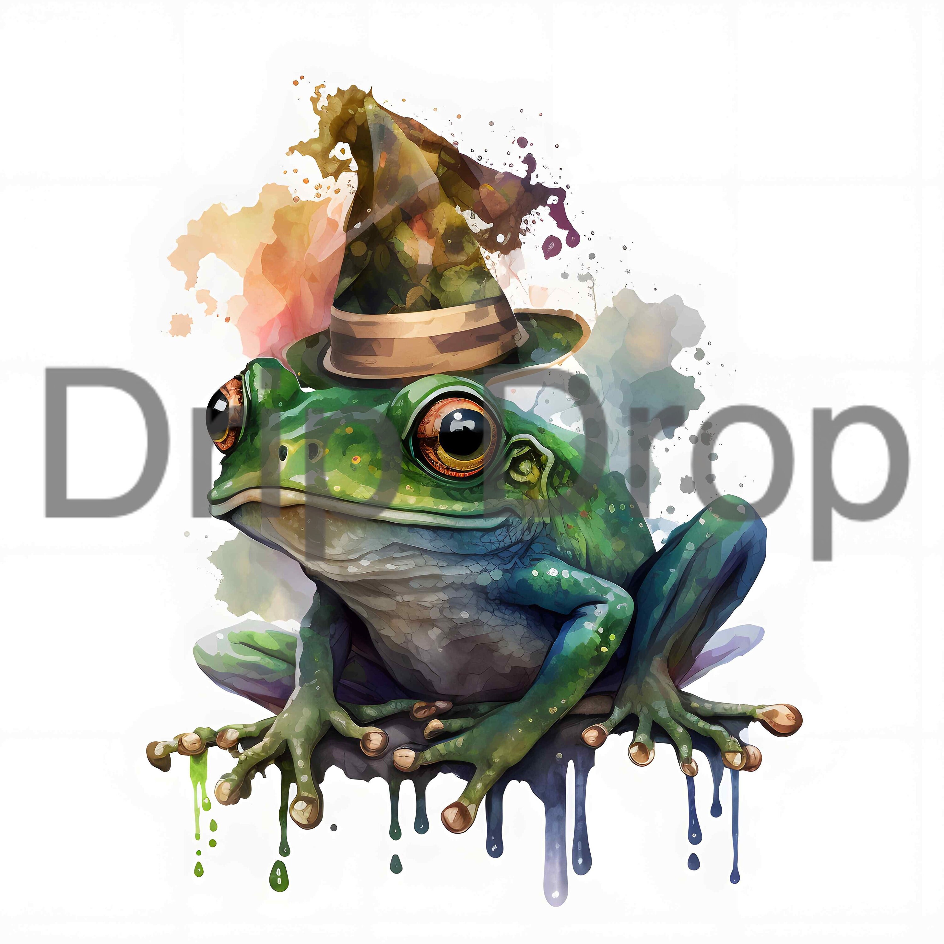 Cute Frog Wearing Witch Hat Clipart 13 Jpgs, Halloween Animal Clipart, Digital Planner, Paper ...