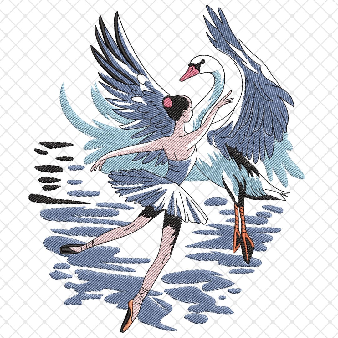Swan Girls Dance Embroidery Design, Ballerina Embroidery Designs File ...