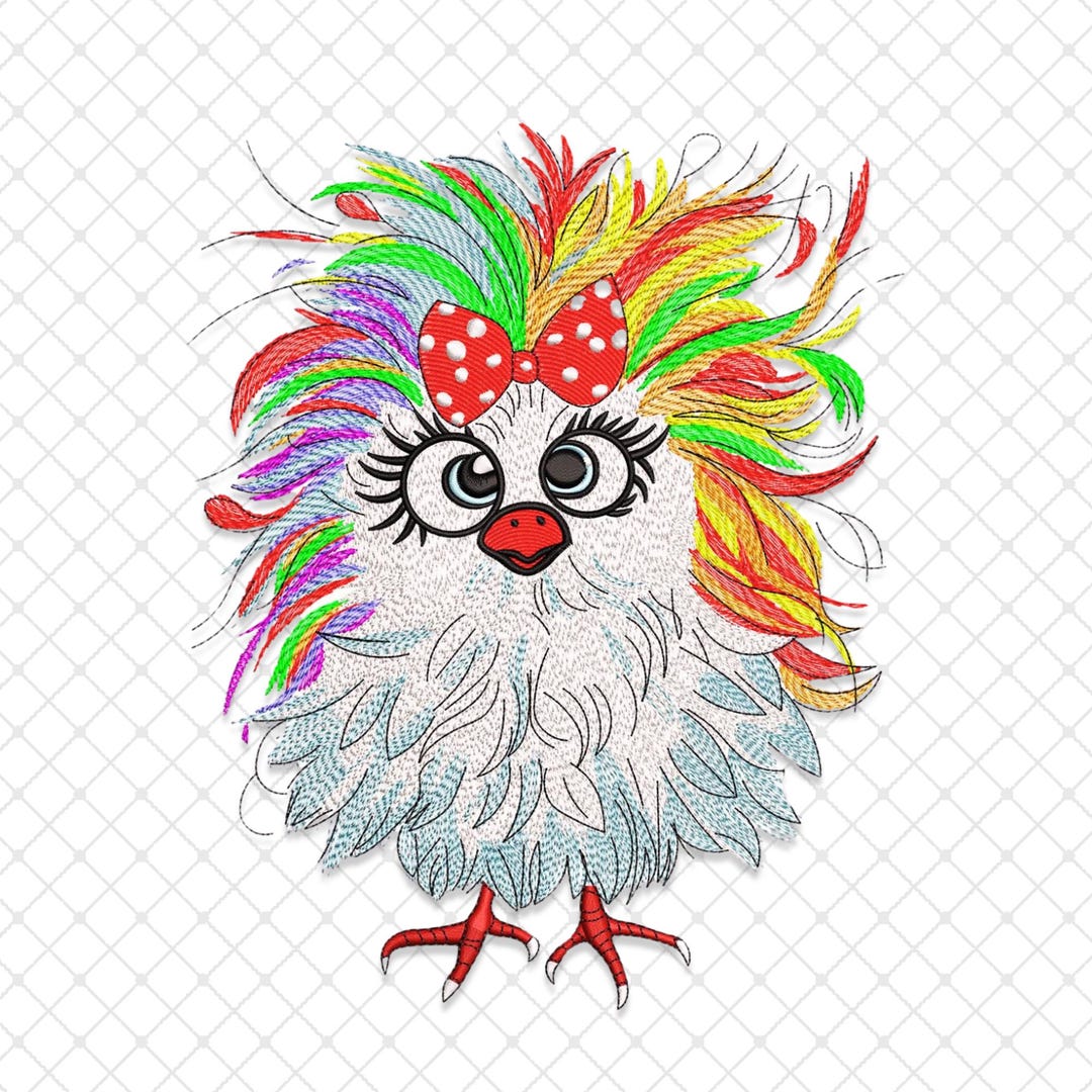 Colorful Cartoon Chicken Embroidery Design, Chicken Machine Embroidery ...