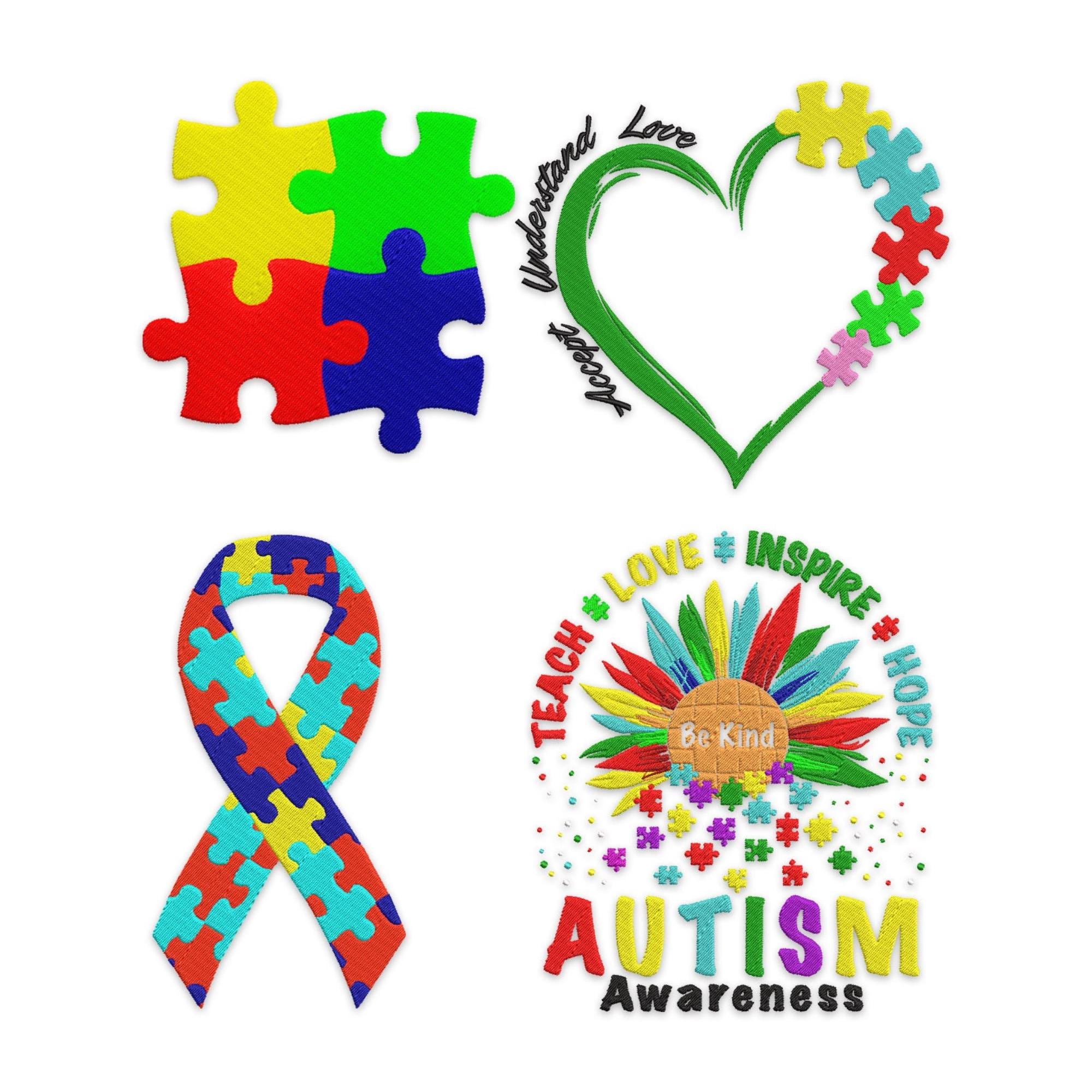 Autism Awareness Machine Embroidery Design, Autism Awareness Puzzle ...