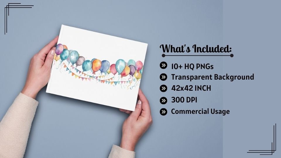 Birthday Balloon Clipart, Watercolor Birthday Banner Illustration ...