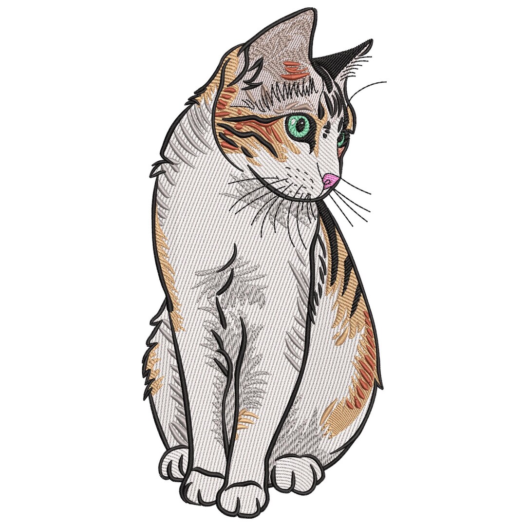 Adorable Calico Cat Embroidery Design, Cats Machine Embroidery File ...