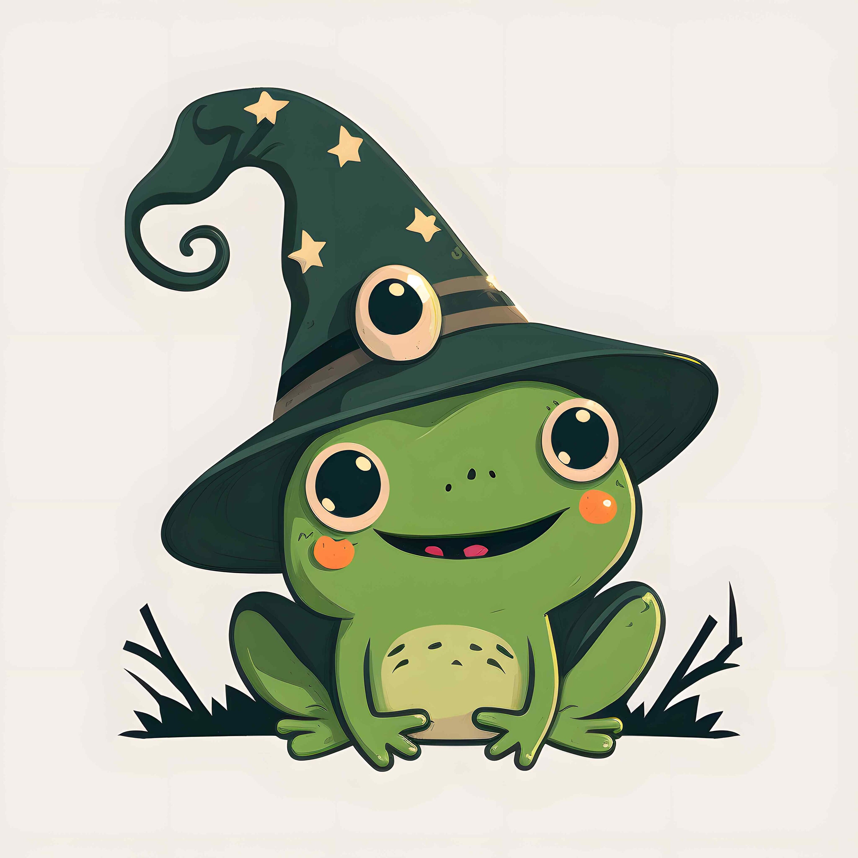 Cute Frog Wearing Witch Hat Clipart 13 Jpgs, Halloween Animal Clipart, Digital Planner, Paper ...