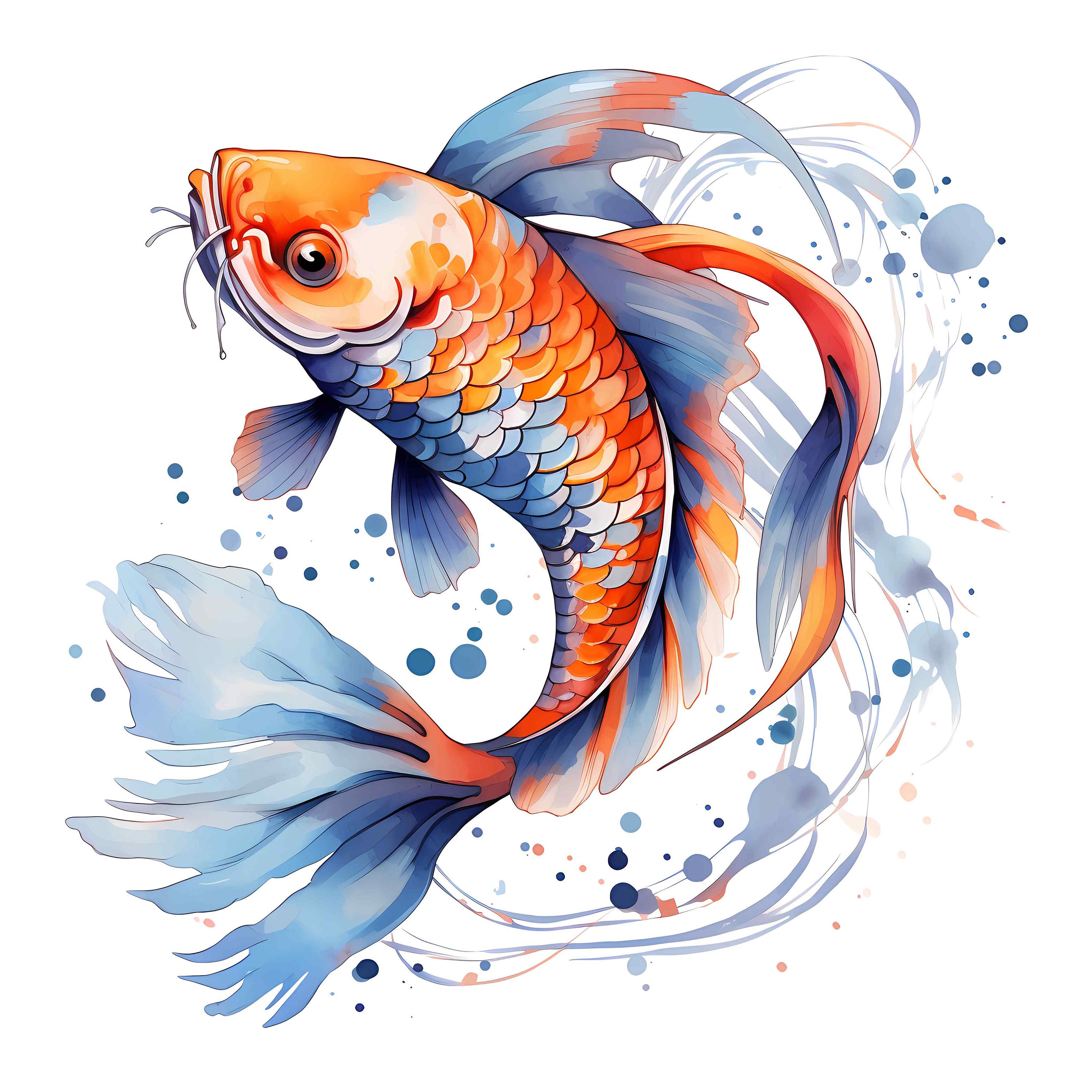 Exquisite Koi Fish Clip Art Watercolor Fish Illustration - Etsy