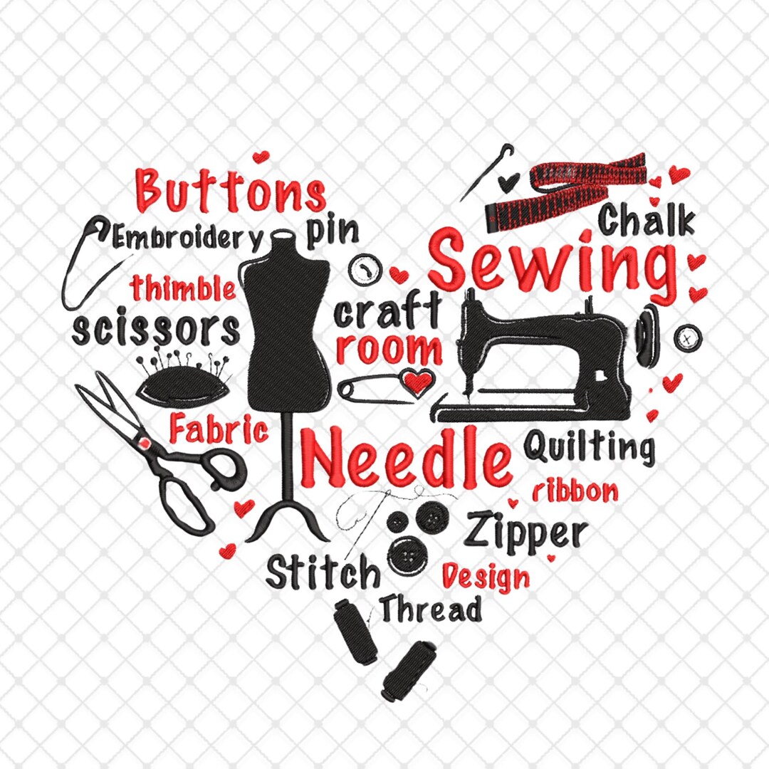 Love Sewing Heart Embroidery Design, Sewing Machine Embroidery Pattern ...
