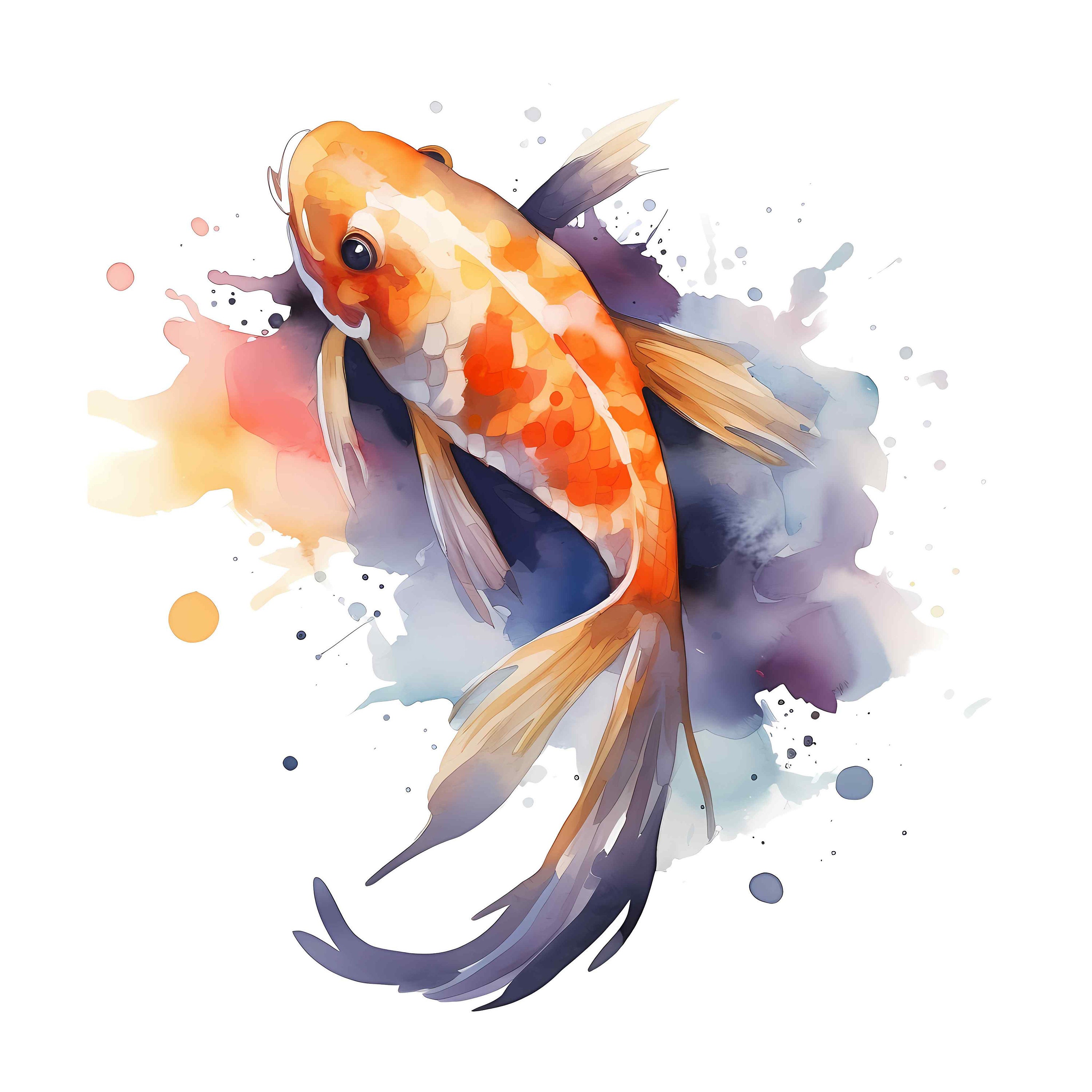 Exquisite Koi Fish Clip Art Watercolor Fish Illustration - Etsy