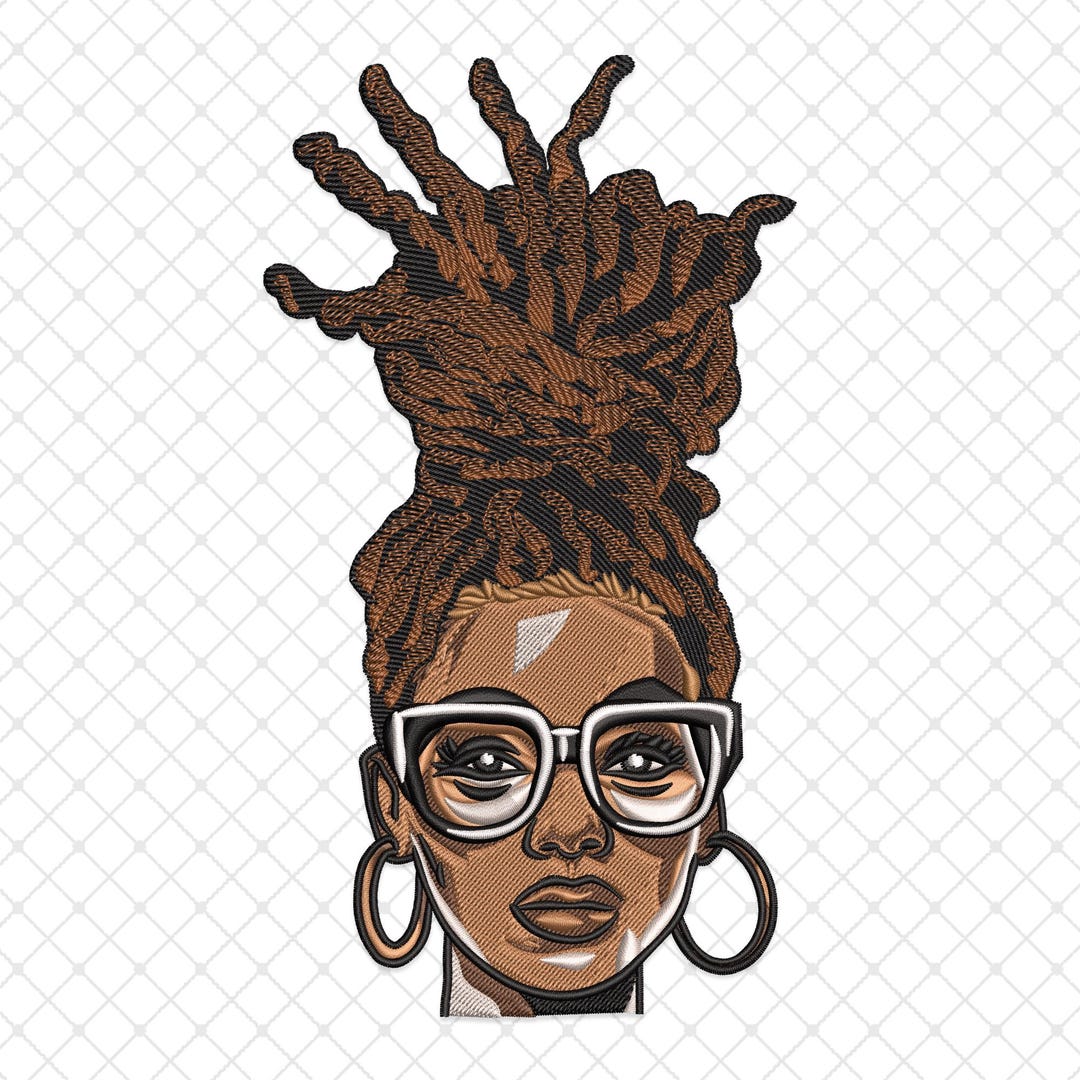 Afro Women Hair Embroidery Design, Afro Messy Bun Machine Embroidery ...