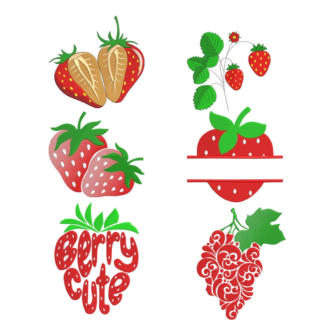 Strawberries Embroidery Designs Bundle, Fruit Embroidery Designs ...