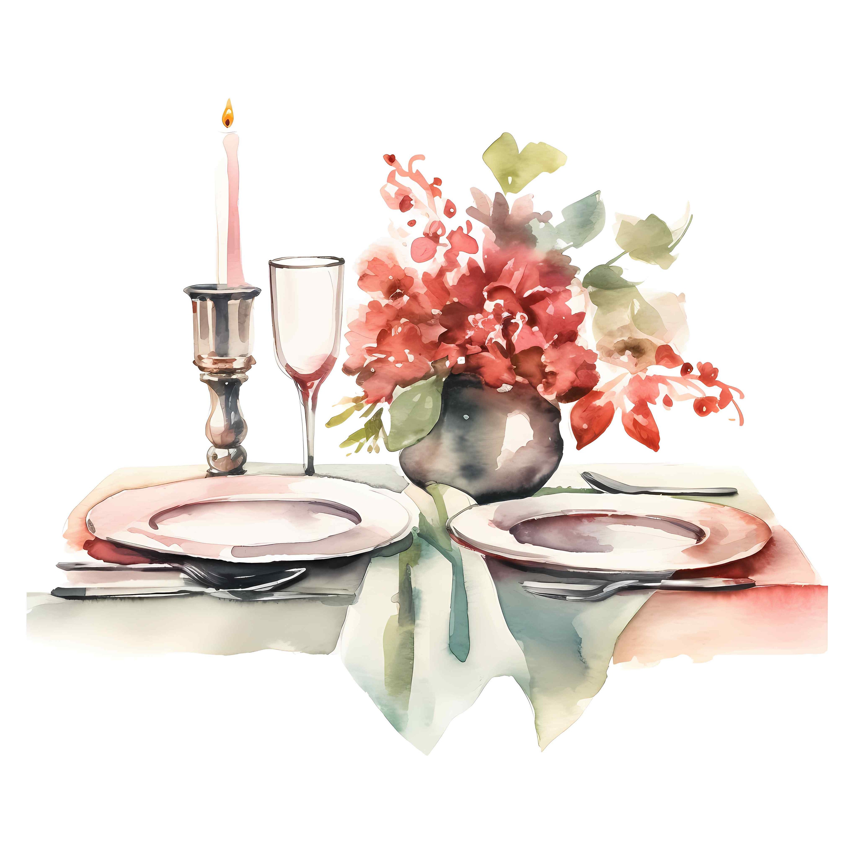 Wedding Table Clipart Watercolor Wedding Table Setting - Etsy