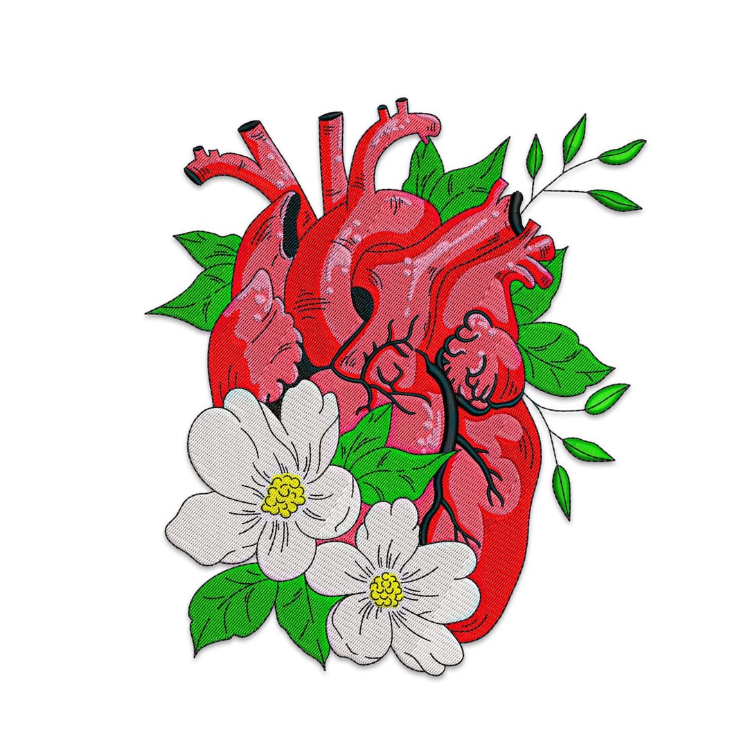 Anatomical Heart Embroidery Design, Human Heart Embroidery Pattern ...