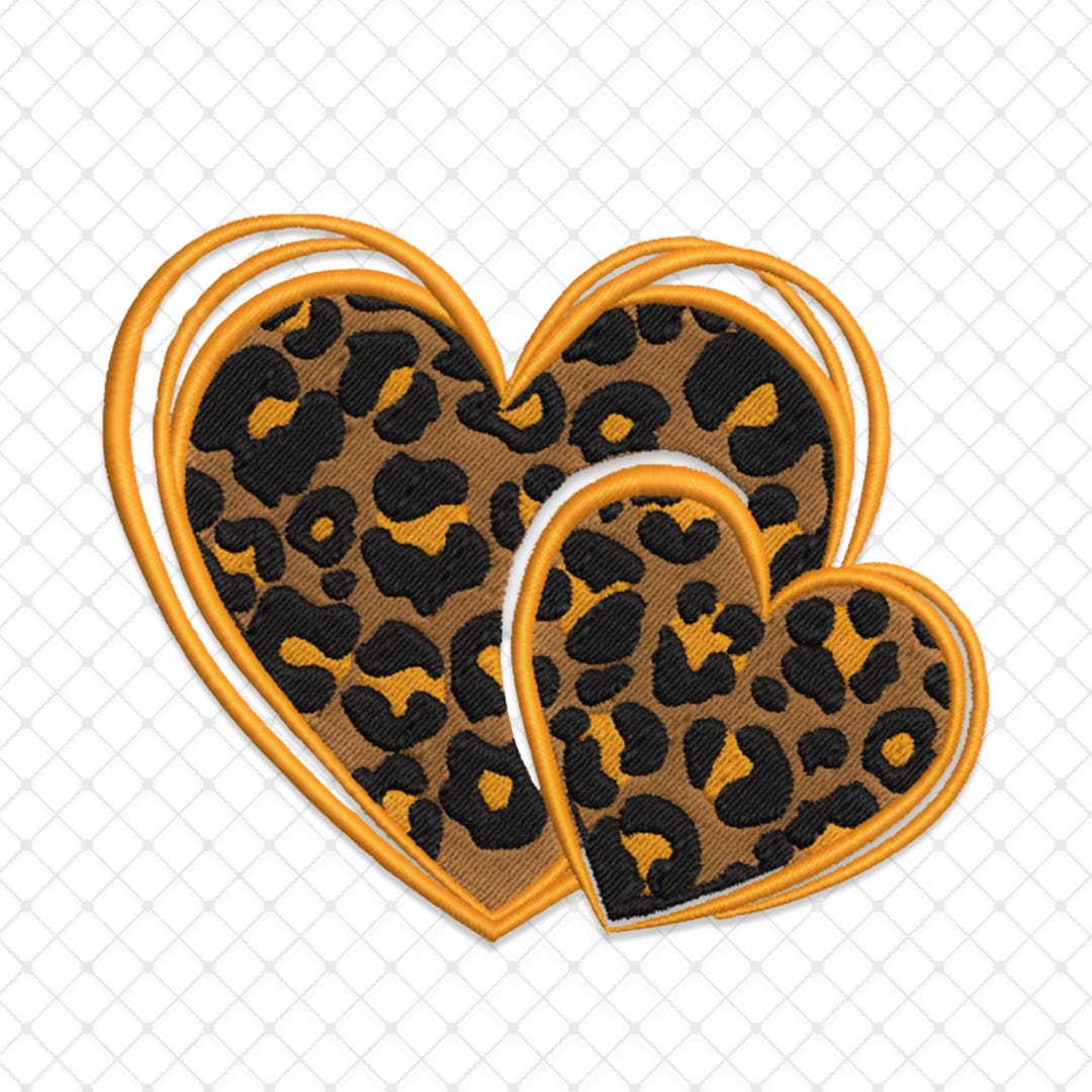 Leopard Print Heart Embroidery Design, Leopard Heart Machine Embroidery ...