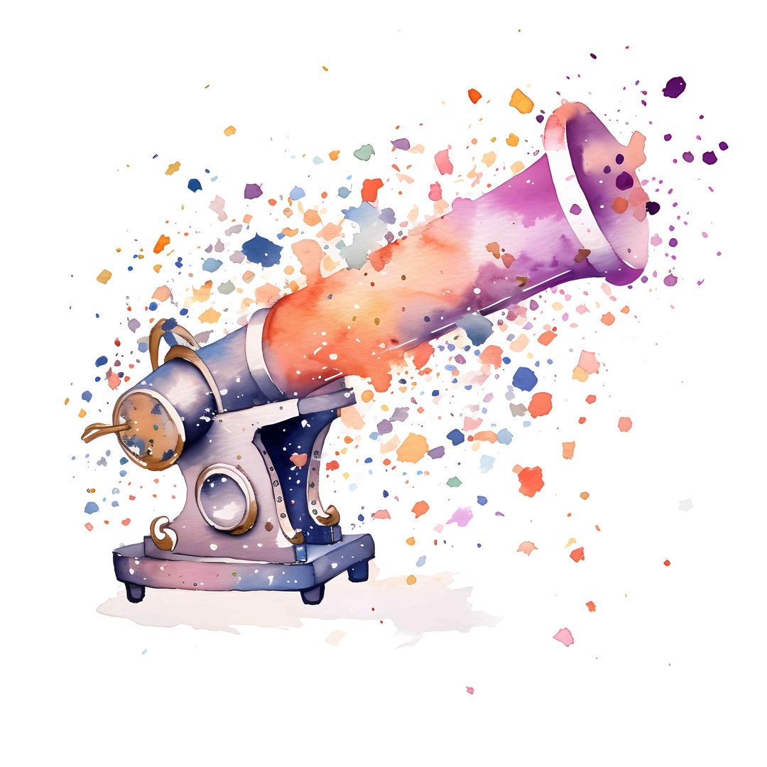 Wedding Confetti Cannons Clipart Watercolor Confetti Cannons - Etsy