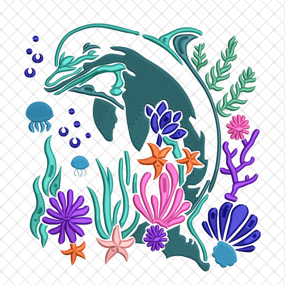 Dolphin Embroidery Design, Dolphin Mini Embroidery File,fish Embroidery ...