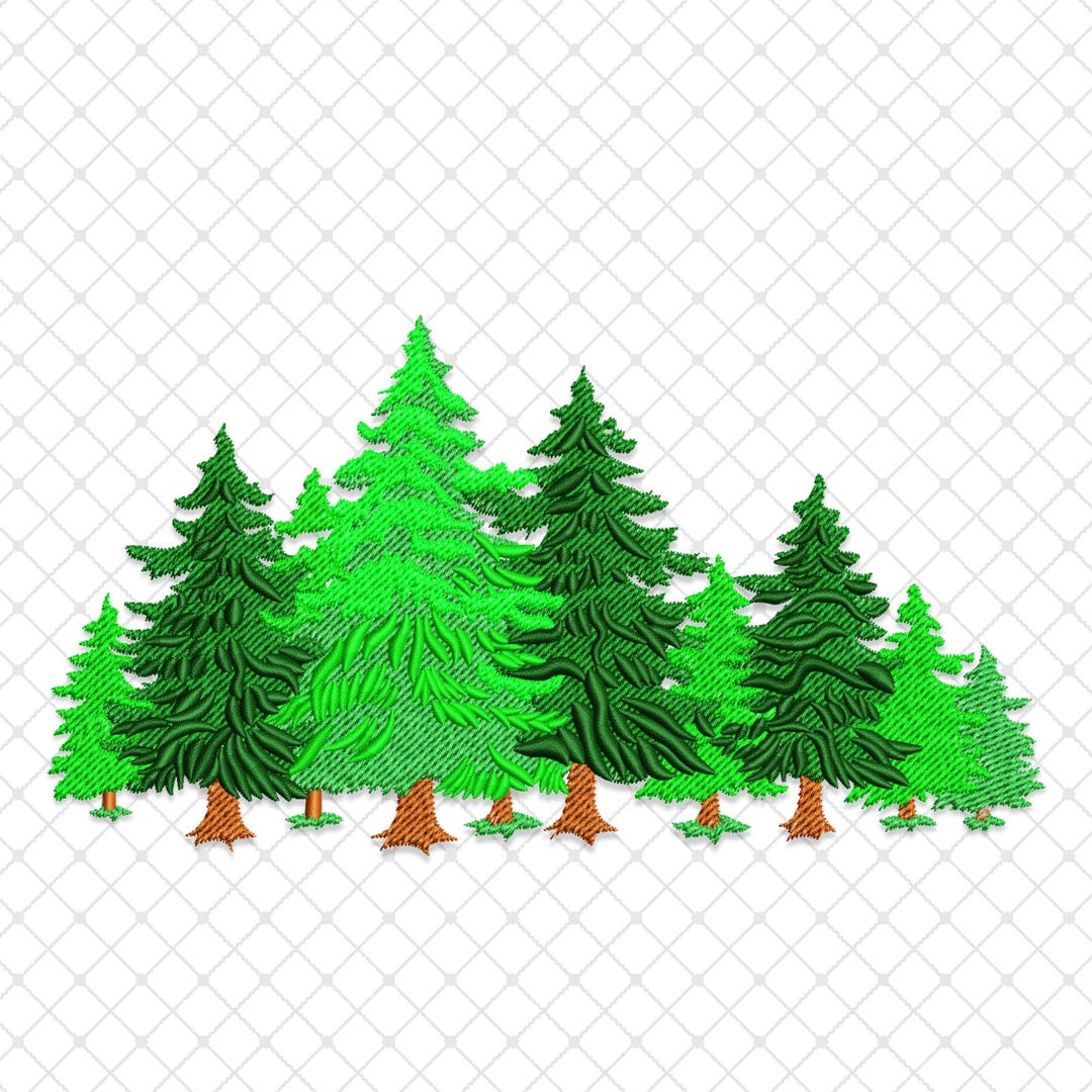 Pine Tree Forest Embroidery Design Nature Woodland Landscape, Evergreen ...