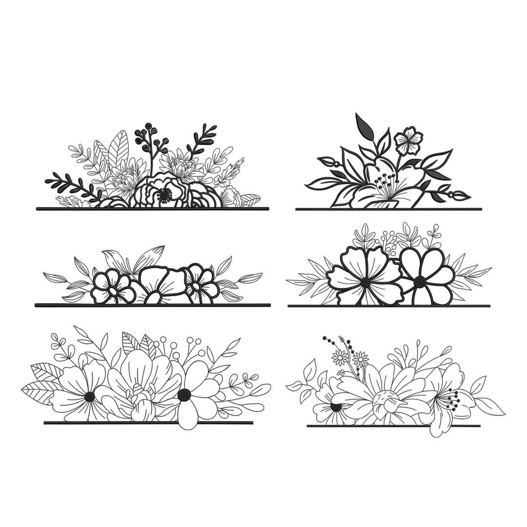Floral Border Embroidery Design, Flower Frame Machine Embroidery ...