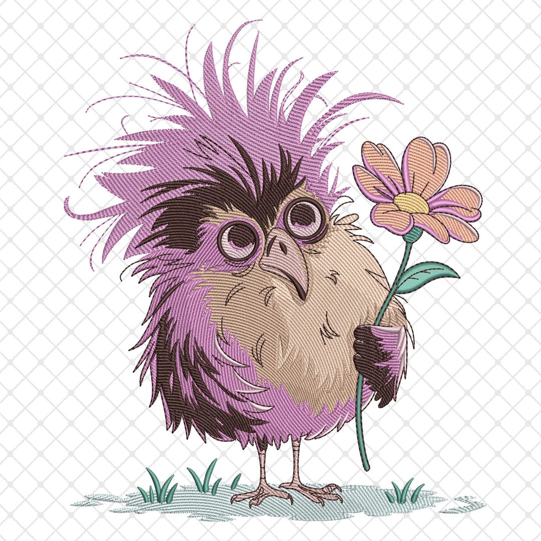 Flower Chicken Embroidery Design, Cute Chicken Machine Embroidery File ...