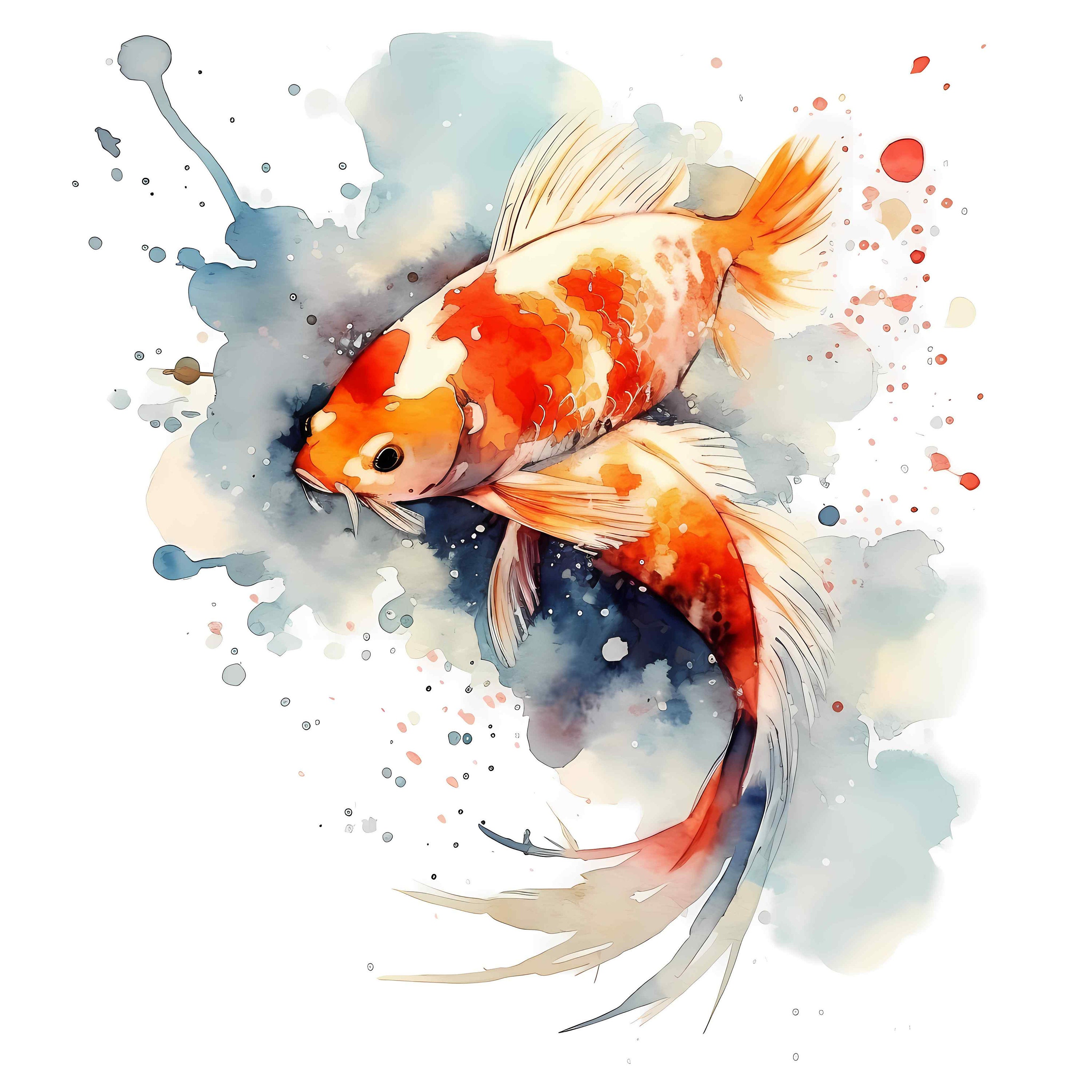 Exquisite Koi Fish Clip Art Watercolor Fish Illustration - Etsy