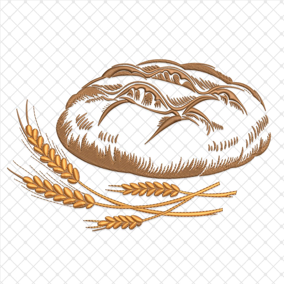 Round Bread and Wheat Embroidery Design, Bread Machine Embroidery ...
