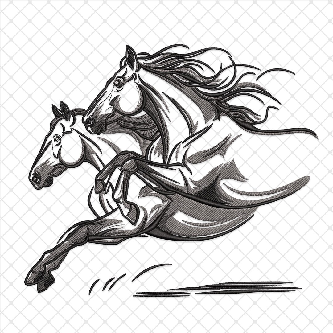 Running Horse Embroidery Design, Animal Lover Horse Embroidery Design ...