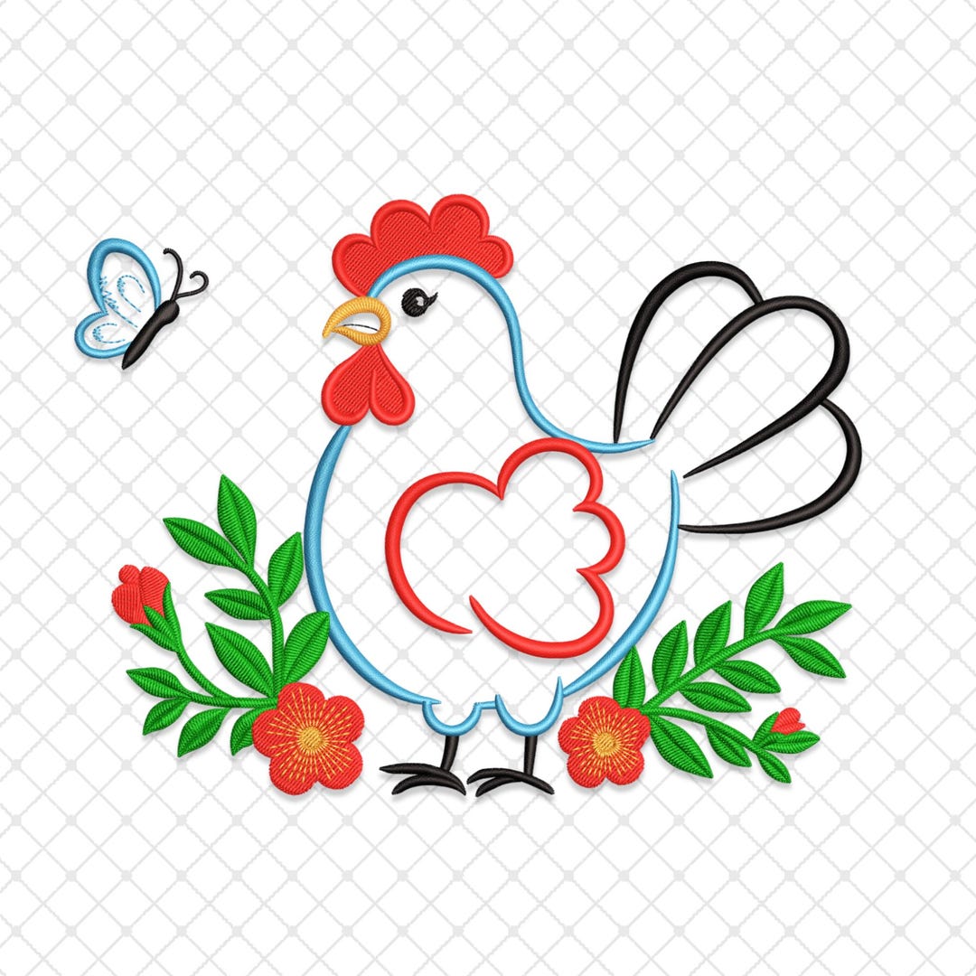 Chicken Embroidery Designs, Hen Embroidery Design File, Machine ...