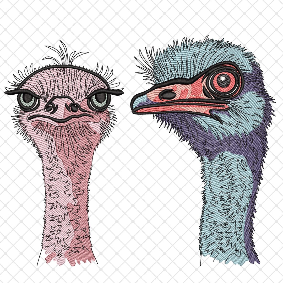 Ostrich Embroidery Design, Ostrich Birds Set Machine Embroidery ...