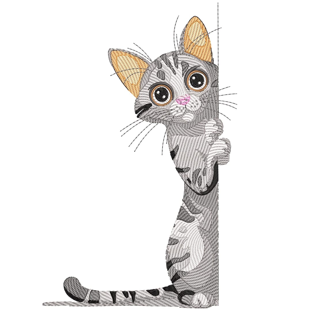 Cat Looking Embroidery Design, Cats Machine Embroidery File, Animal ...