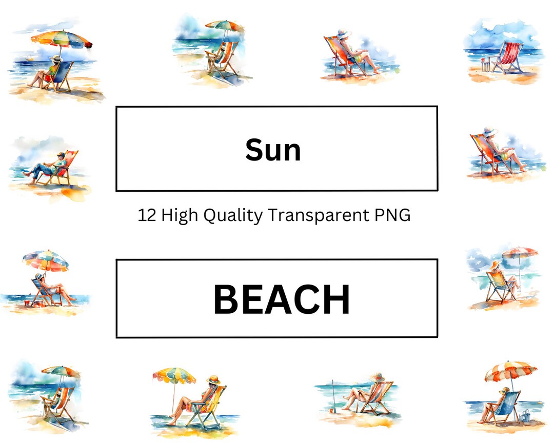 Enjoying Sun Beach Clipart, Sea Beach Sun Bath Clipart Printable Water ...