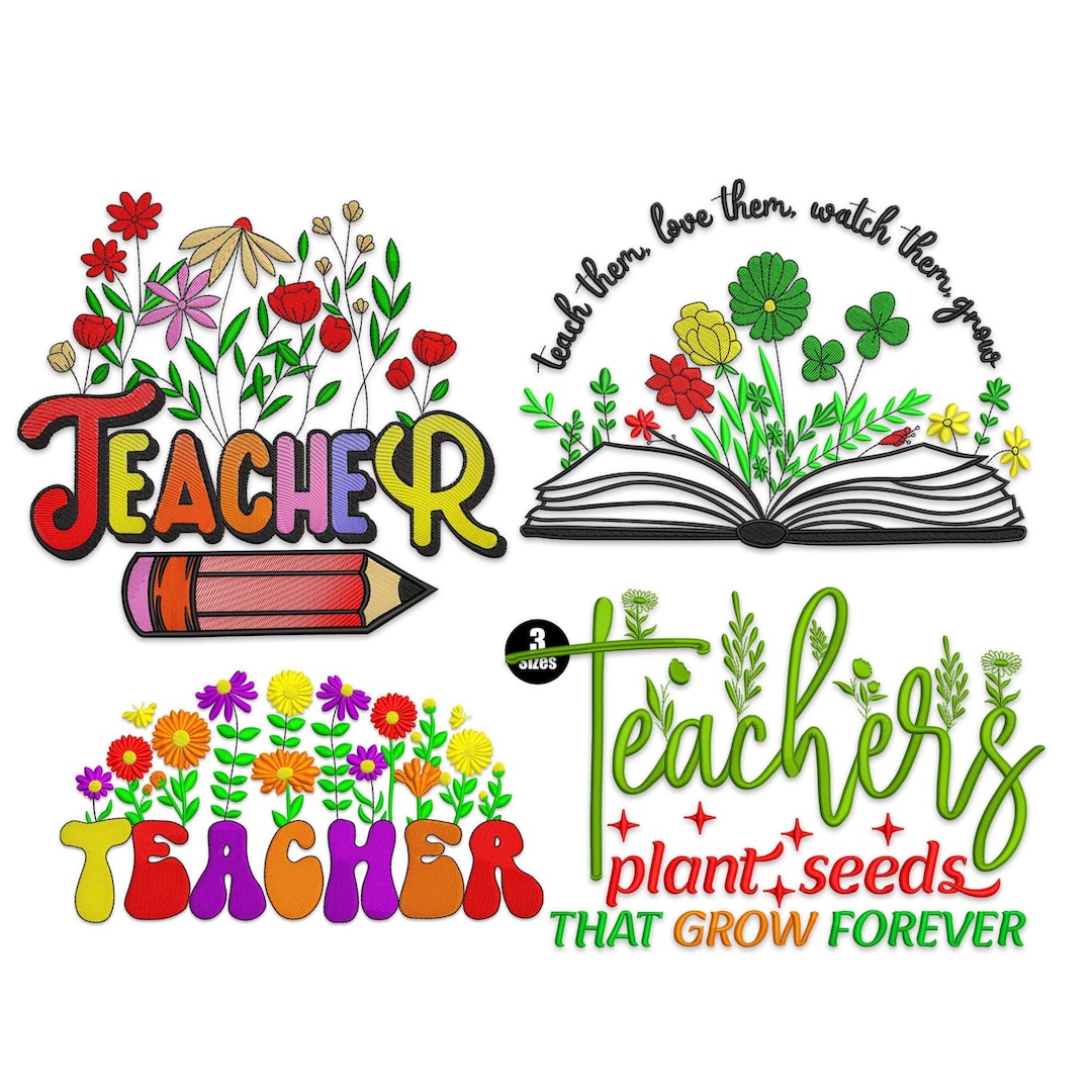 Teacher Embroidery Designs Bundle, Teachers Plant Seeds Embroidery ...