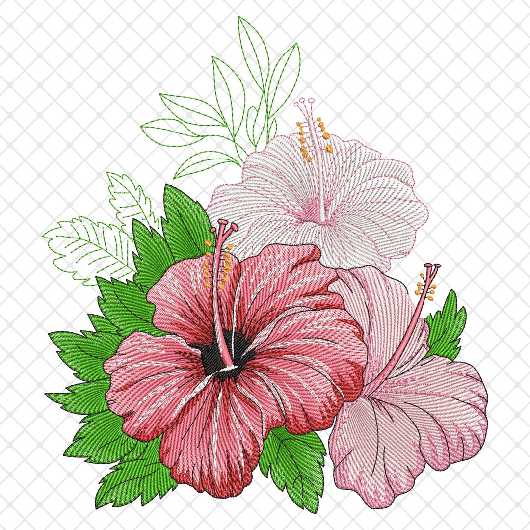 Hibiscus Flower Embroidery Design, Flower Machine Embroidery File ...