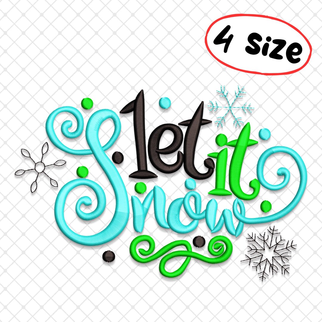 Let It Snow Embroidery Design, Winter Snowflake Machine Pattern ...