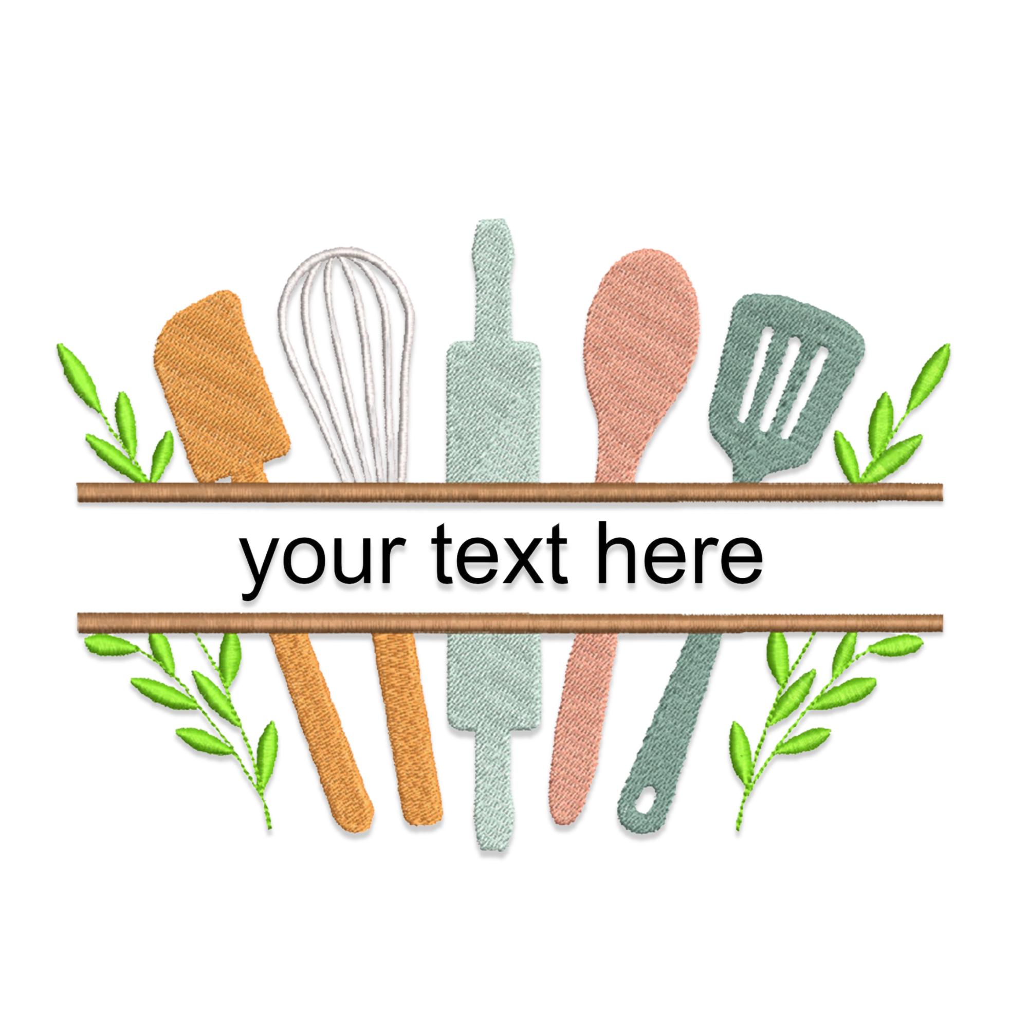 Kitchen Utensils Split Embroidery Design, Baking Tools Embroidery ...