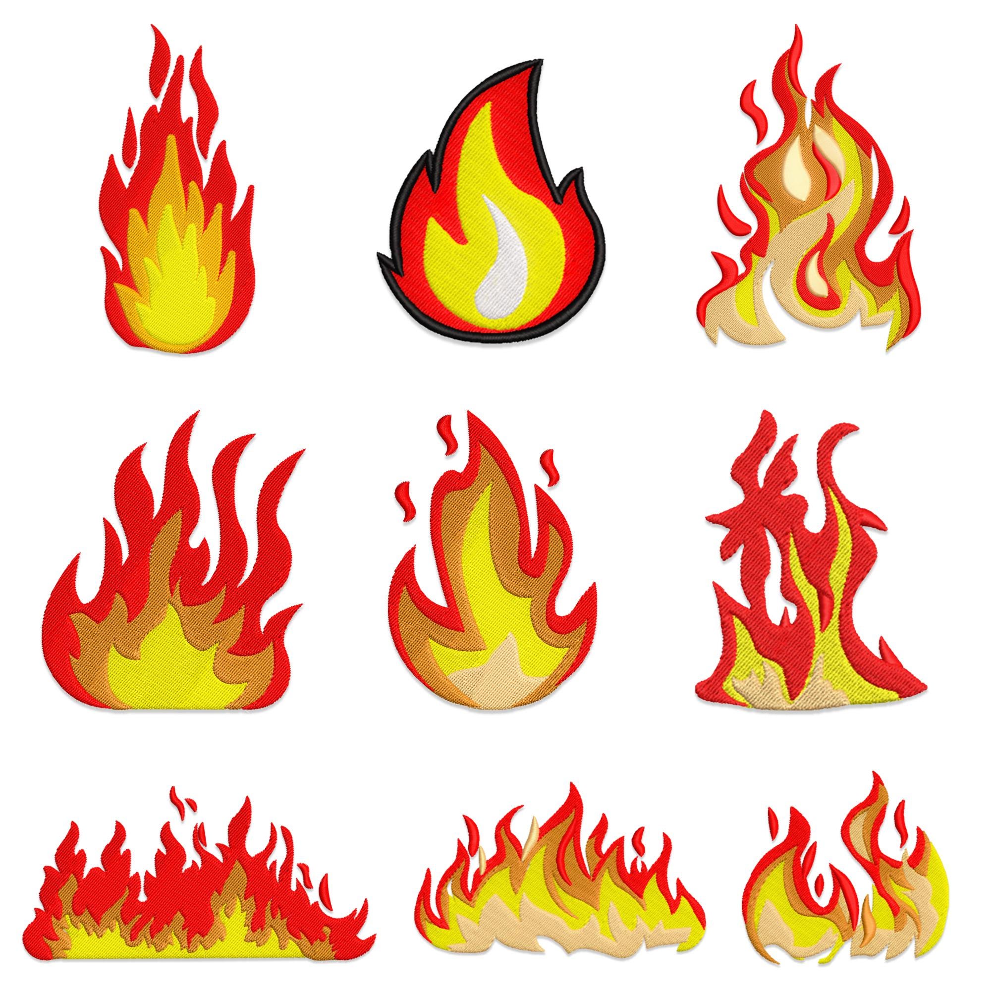 Fire Embroidery Design Bundle 9 Unique Flame Designs for Your Projects ...