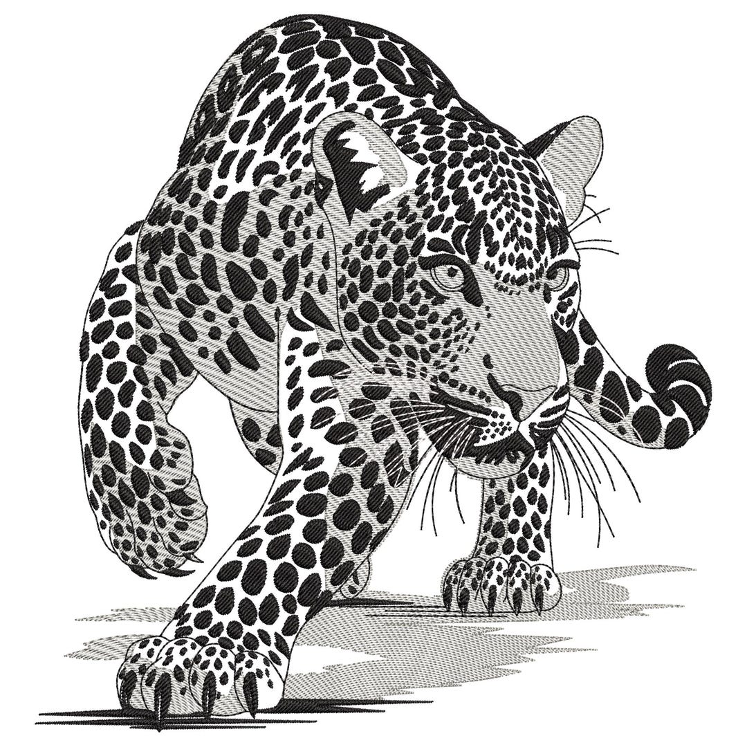 Fierce Leopard Embroidery Design, Wild Animal Machine Embroidery File ...