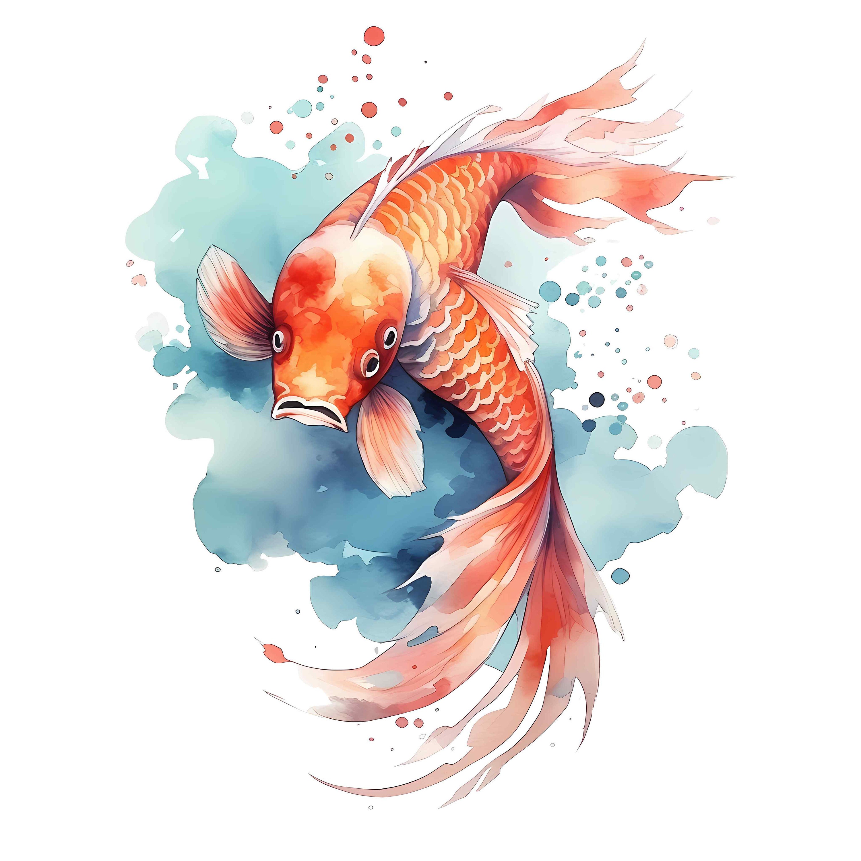 Exquisite Koi Fish Clip Art Watercolor Fish Illustration - Etsy