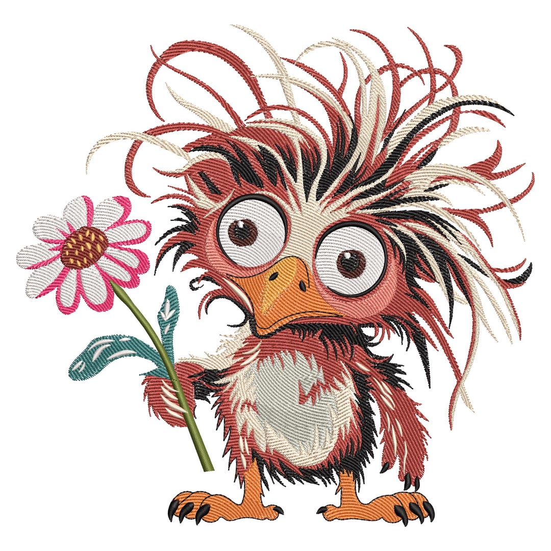 Bird With Flower Embroidery Design, Crazy Bird Machine Embroidery File ...