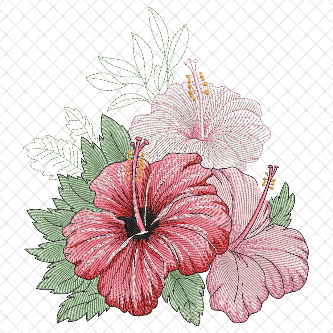 Hibiscus Flower Embroidery Design, Floral Machine Embroidery File ...