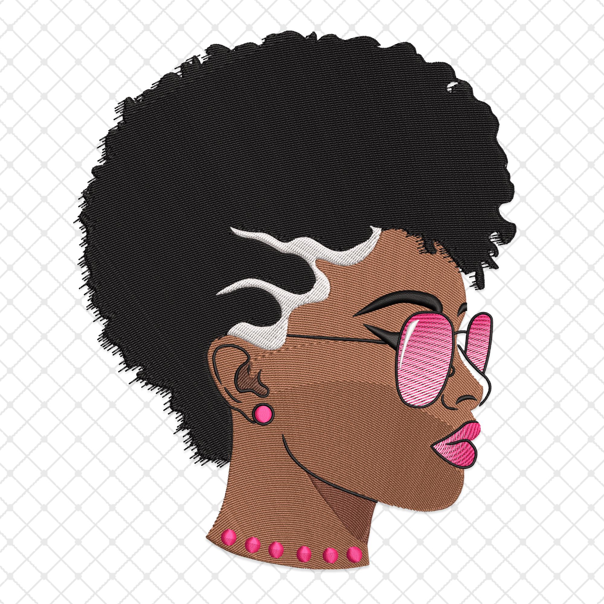 Afro Woman Machine Embroidery Design, Black Girl Embroidery Design ...