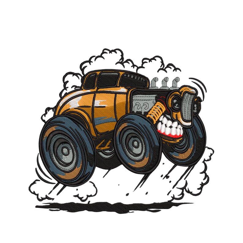 Angry Hotrod Embroidery Design. Retro Car Embroidery Design, Cartoon ...