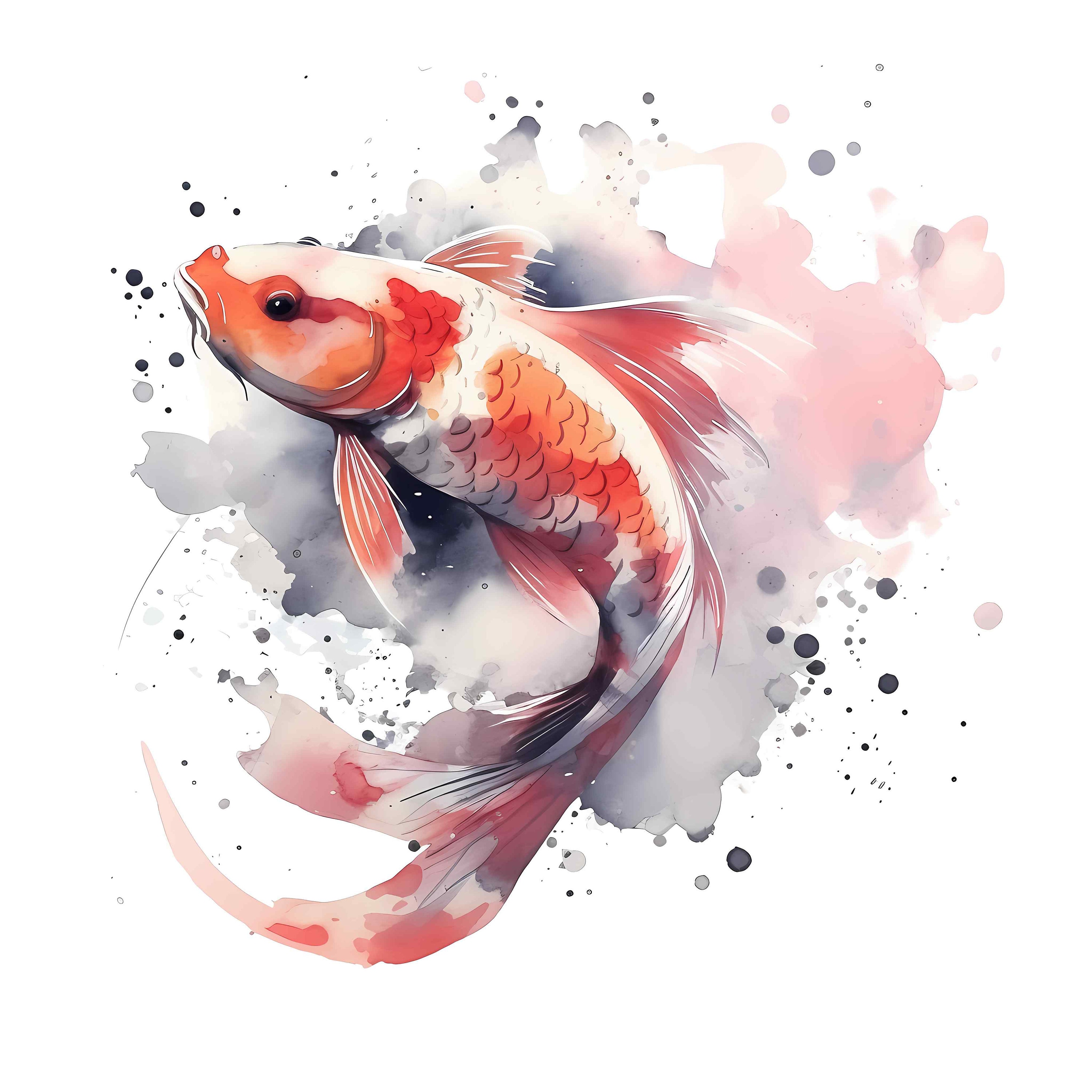 Exquisite Koi Fish Clip Art Watercolor Fish Illustration - Etsy