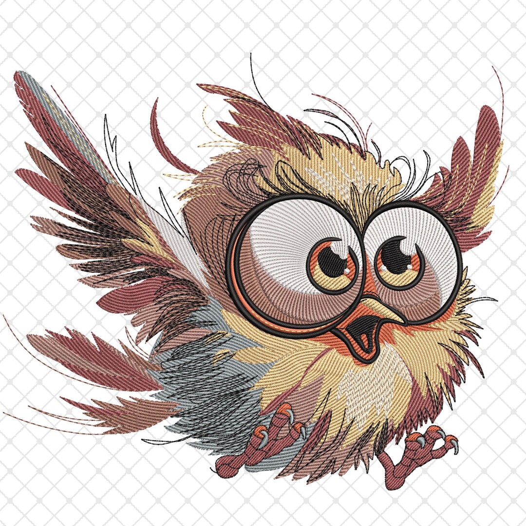 Crazy Bird Embroidery Design, Crazy Owl Machine Embroidery File, Crazy ...