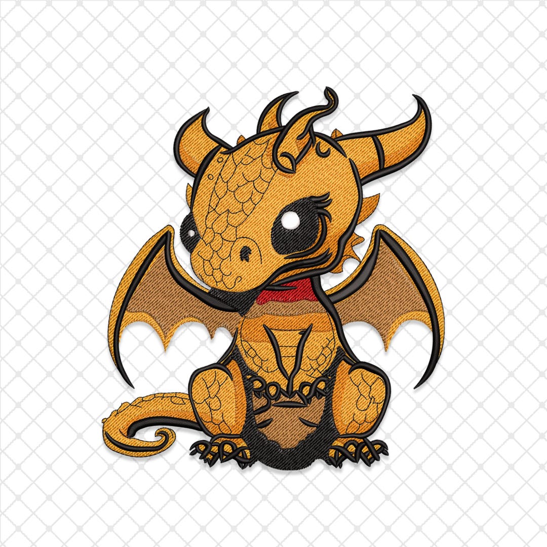 Cute Baby Dragon Embroidery Design, Fantasy Creature Machine Embroidery ...