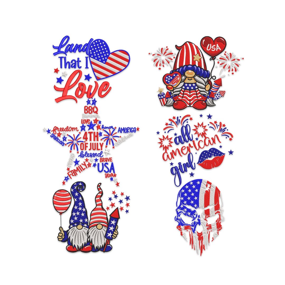 4th of July Embroidery Designs, Independence Day Embroidery File ...